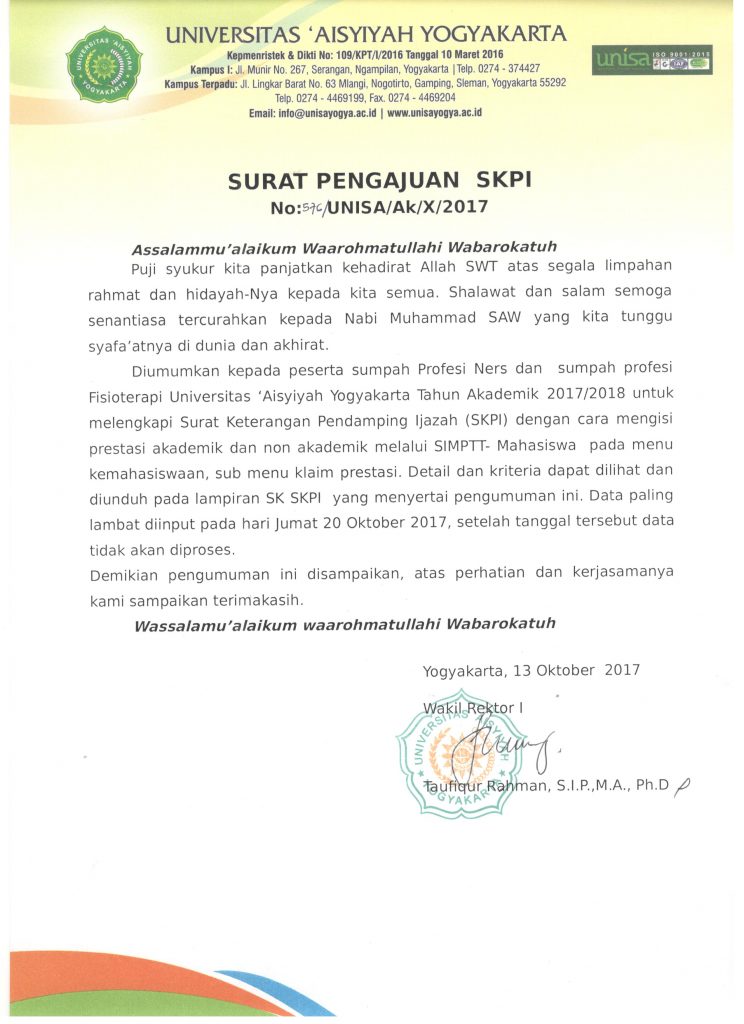 PENGAJUAN SKPI - Universitas Aisyiyah Yogyakarta