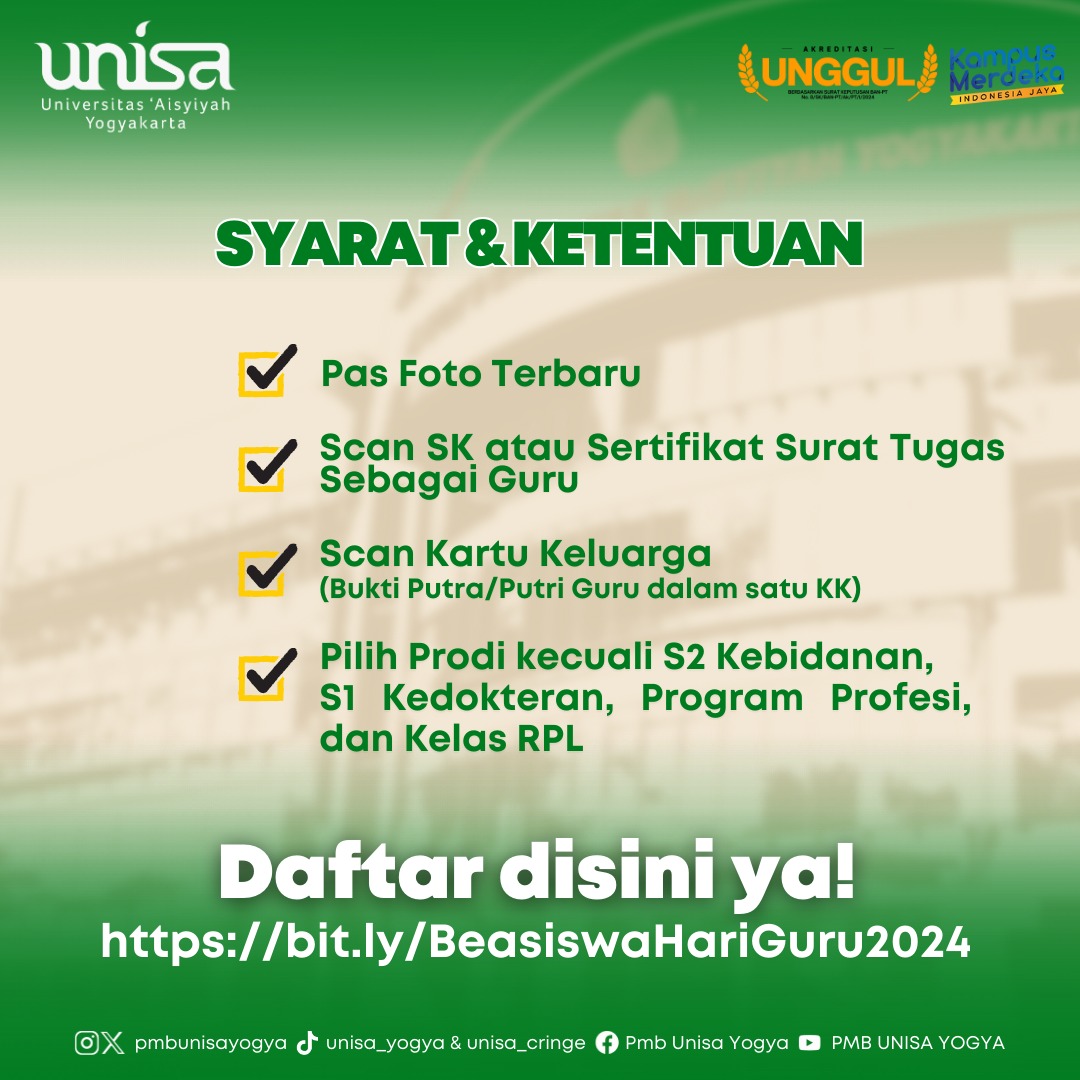 Apresiasi Guru, UNISA Hadirkan Beasiswa Hari Guru